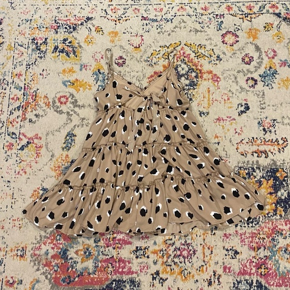 entro | Dresses | Entro Womens Tan And Black Polka Dot Dress | Poshmark